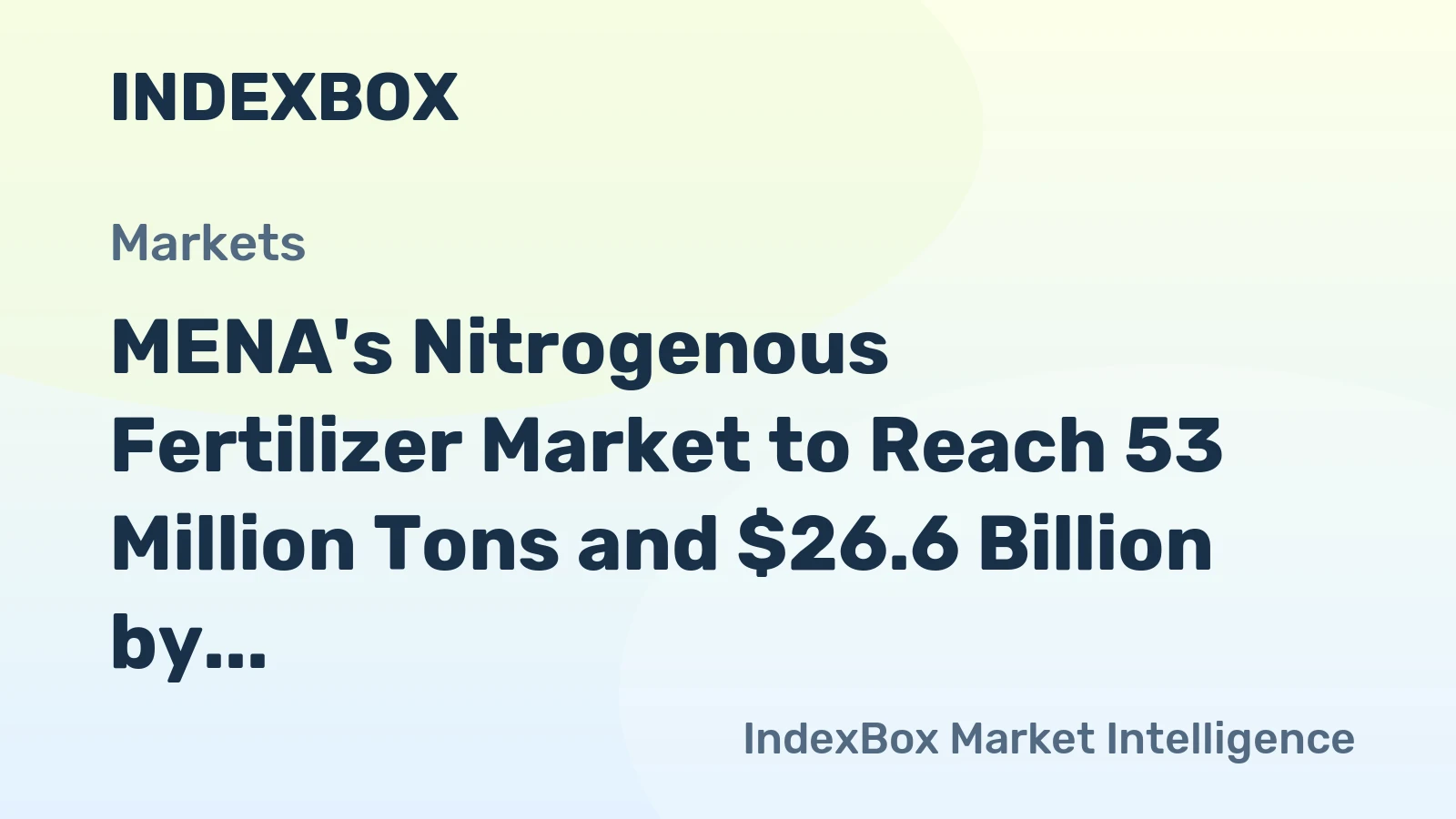 MENA's Nitrogenous Fertilizer Market to Reach 53 Million Tons and $26.6 Billion by 2035