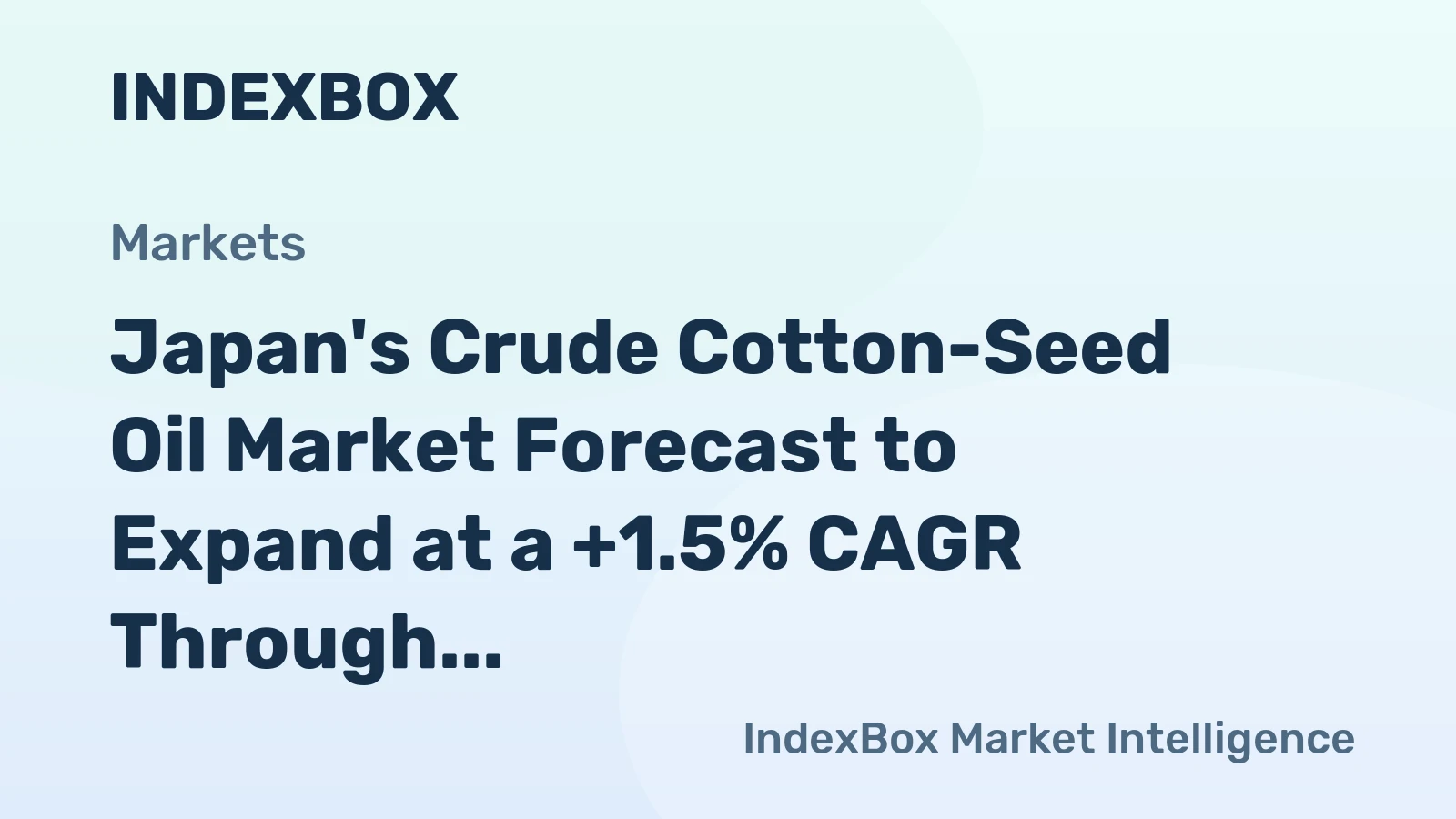 Japan's Crude Cotton-Seed Oil Market Forecast to Expand at a +1.5% CAGR Through 2035