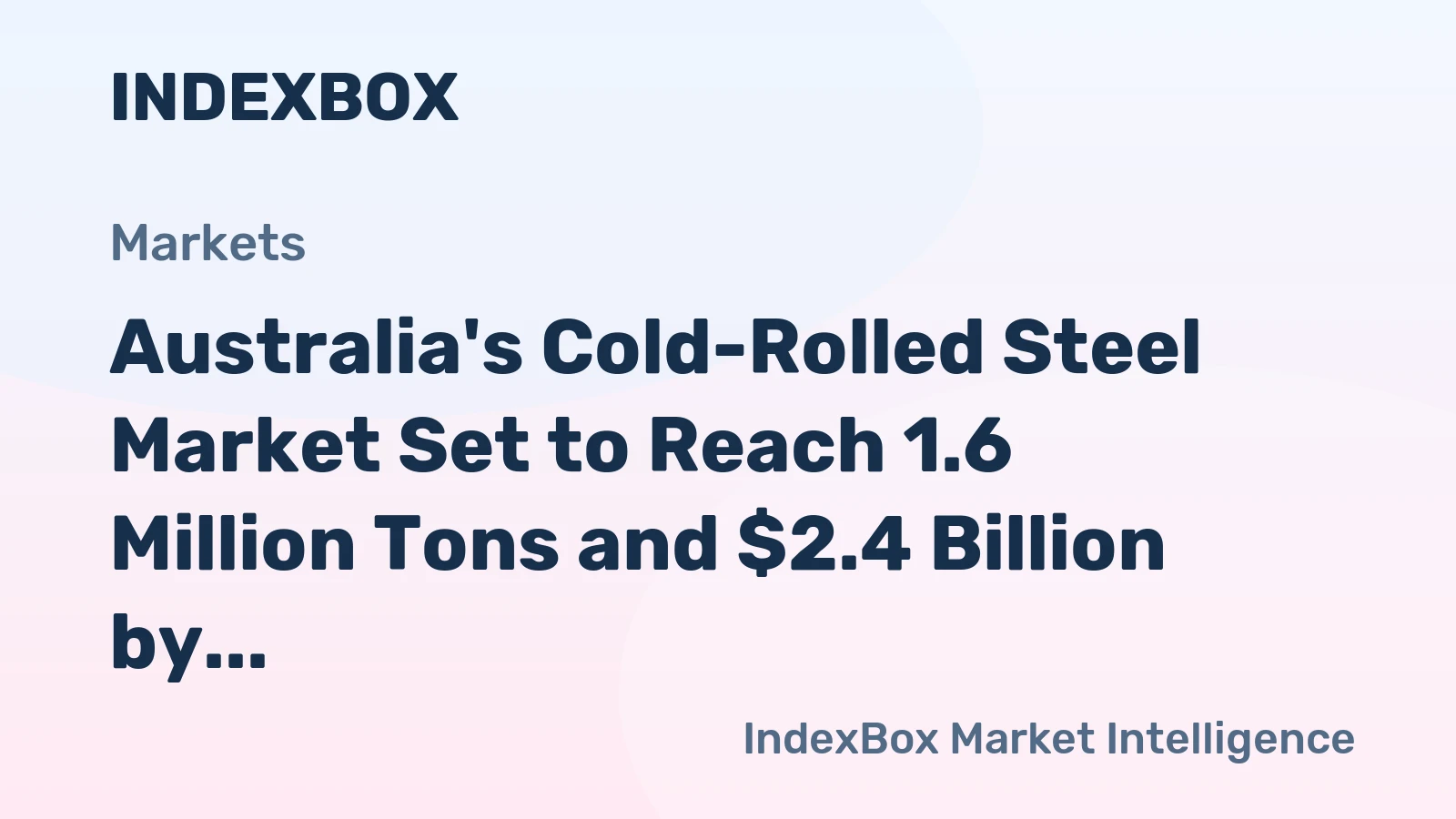 Australia's Cold-Rolled Steel Market Set to Reach 1.6 Million Tons and $2.4 Billion by 2035
