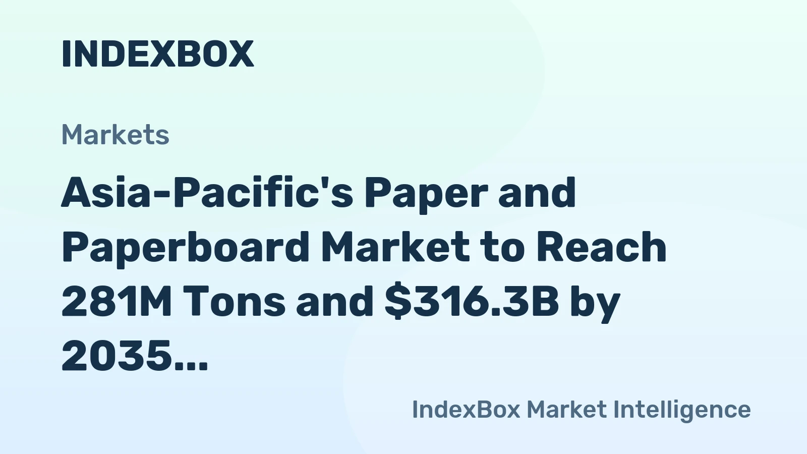 Asia-Pacific's Paper and Paperboard Market to Reach 281M Tons and $316.3B by 2035