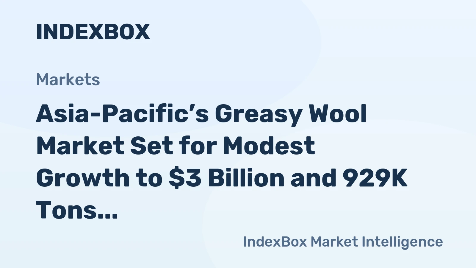 Asia-Pacific’s Greasy Wool Market Set for Modest Growth to $3 Billion and 929K Tons