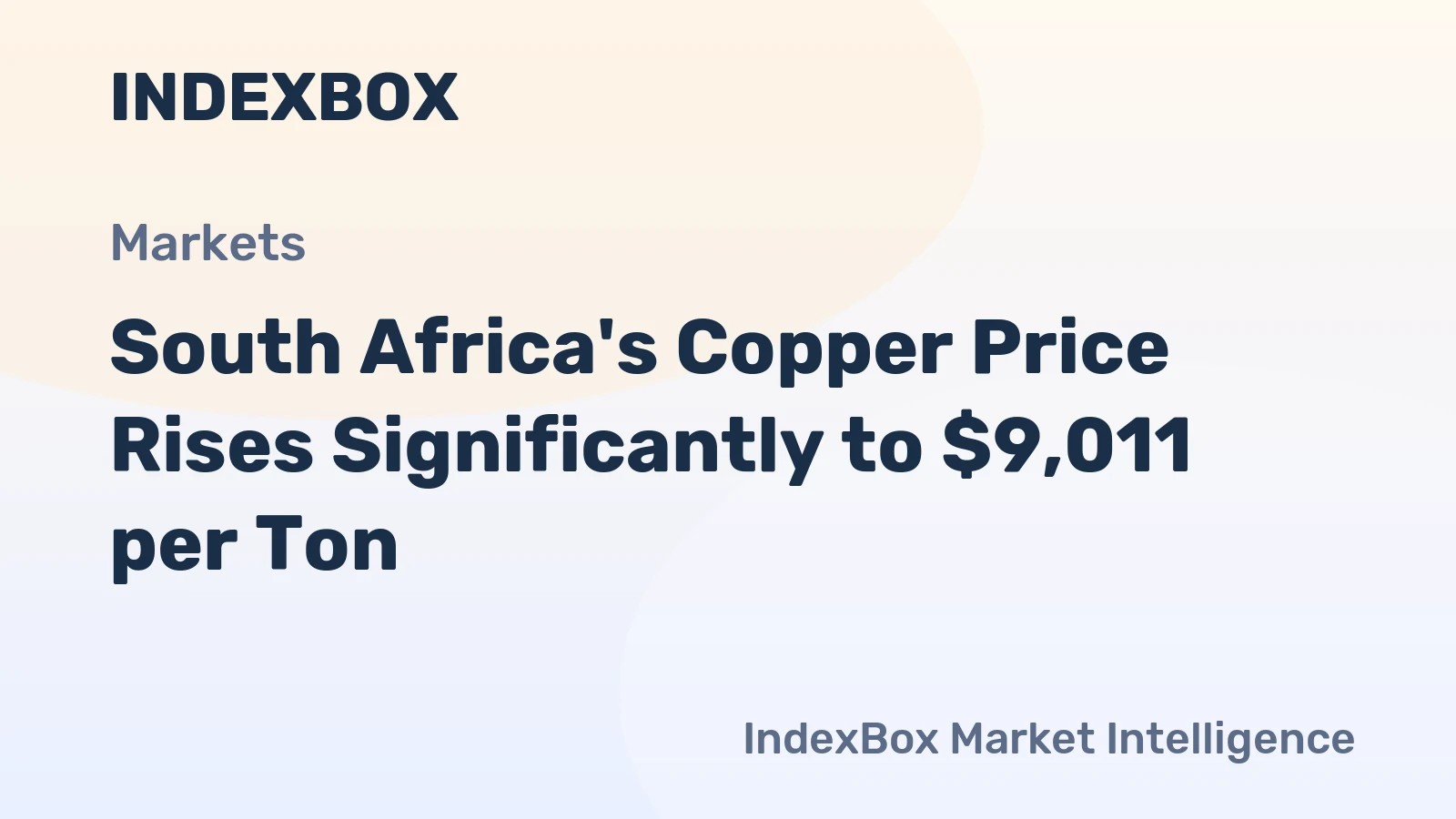 South Africa's Copper Price Rises Significantly to $9,011 per Ton