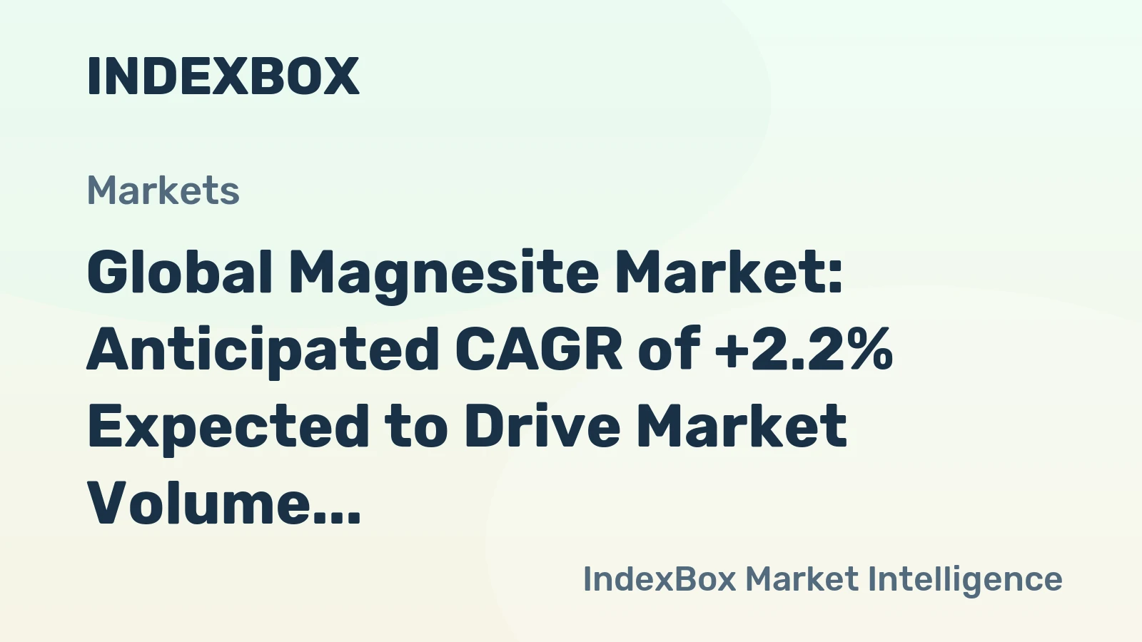 Global Magnesite Market: Anticipated CAGR of +2.2% Expected to Drive Market Volume to 38M Tons by 2035