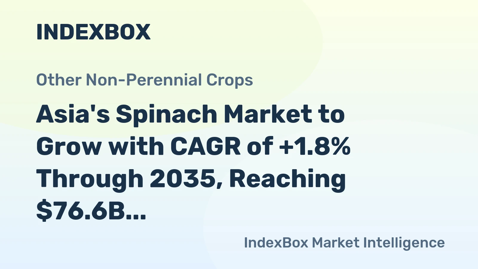 Asia's Spinach Market to Grow with CAGR of +1.8% Through 2035, Reaching $76.6B