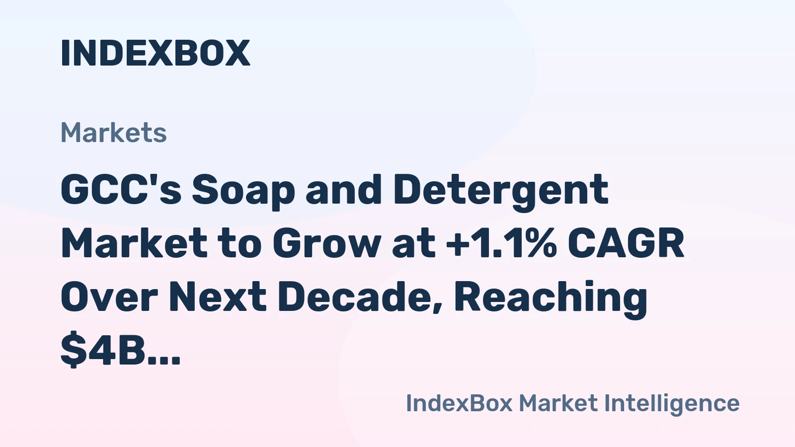 GCC's Soap and Detergent Market to Grow at +1.1% CAGR Over Next Decade, Reaching $4B by 2035