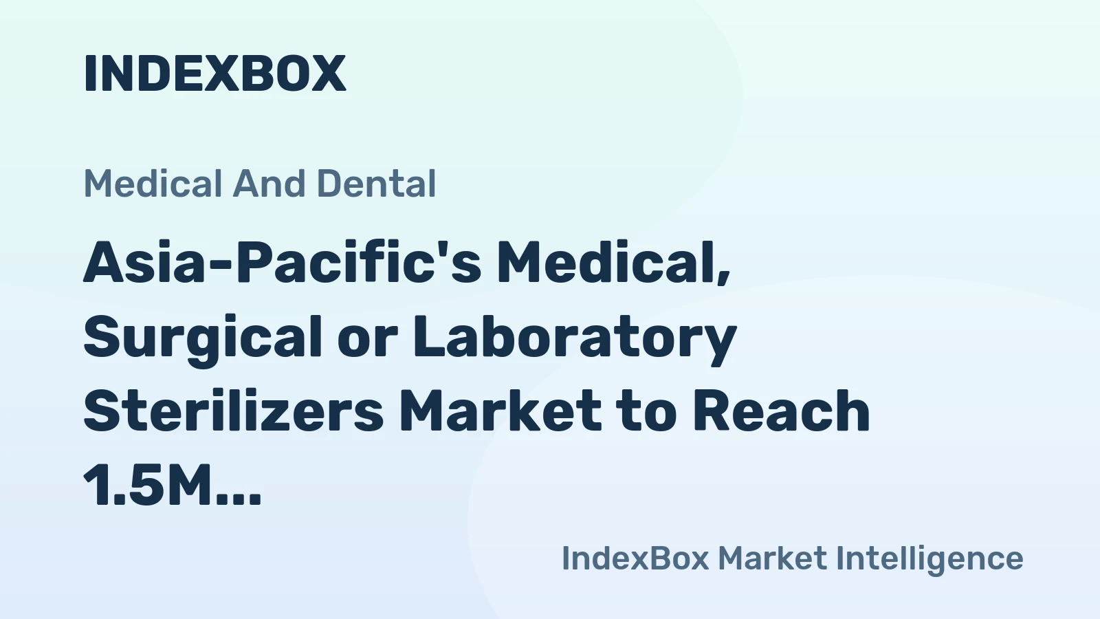 Asia-Pacific's Medical, Surgical or Laboratory Sterilizers Market to Reach 1.5M Units and $2.6B by 2035