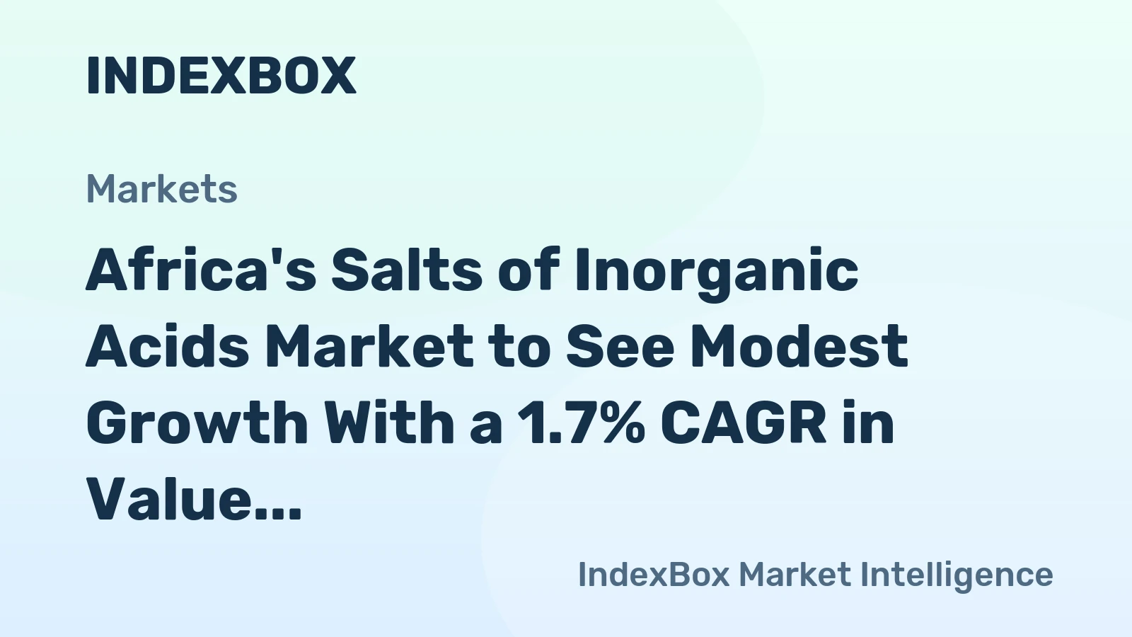 Africa's Salts of Inorganic Acids Market to See Modest Growth With a 1.7% CAGR in Value Through 2035