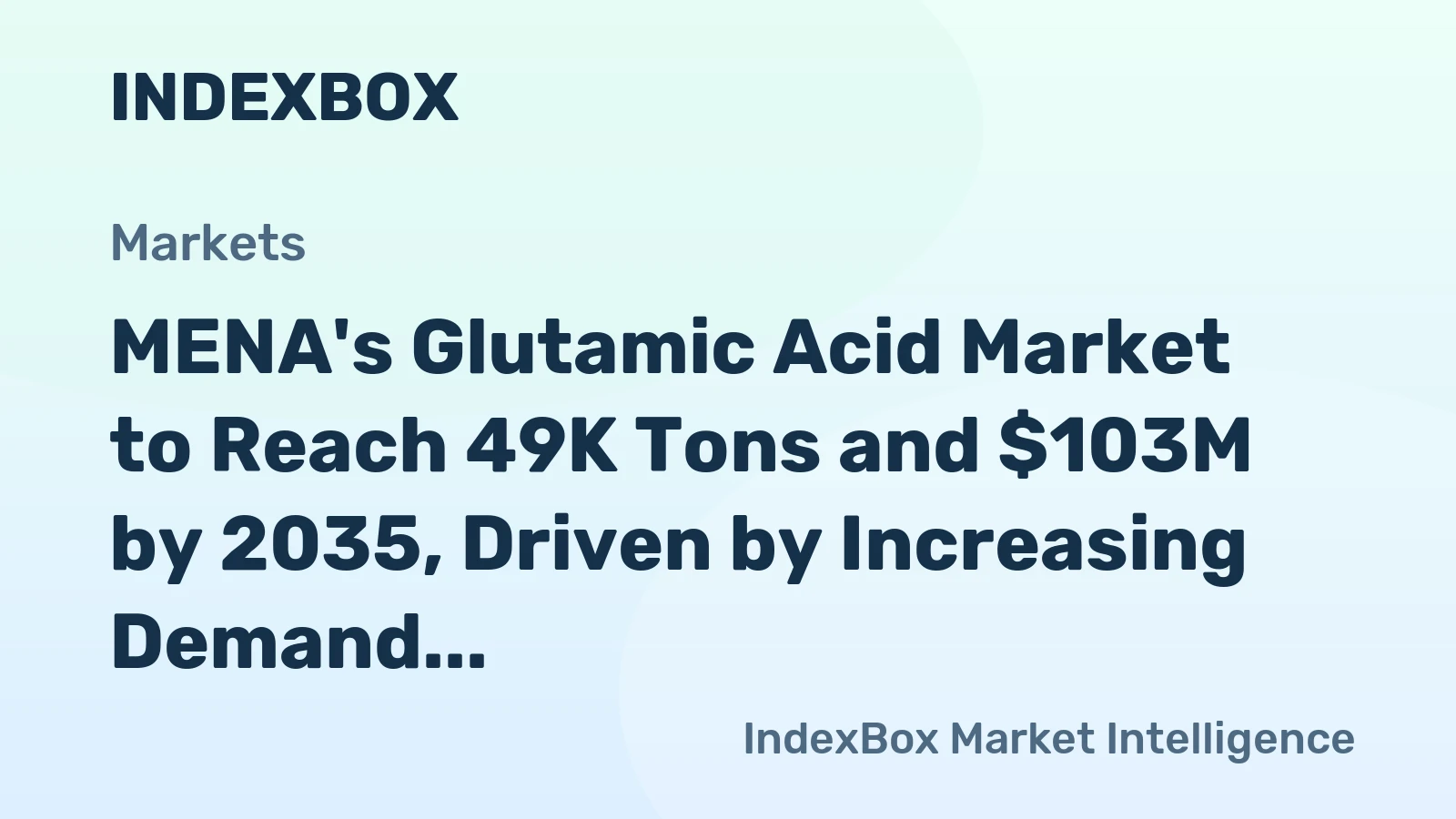 MENA's Glutamic Acid Market to Reach 49K Tons and $103M by 2035, Driven by Increasing Demand