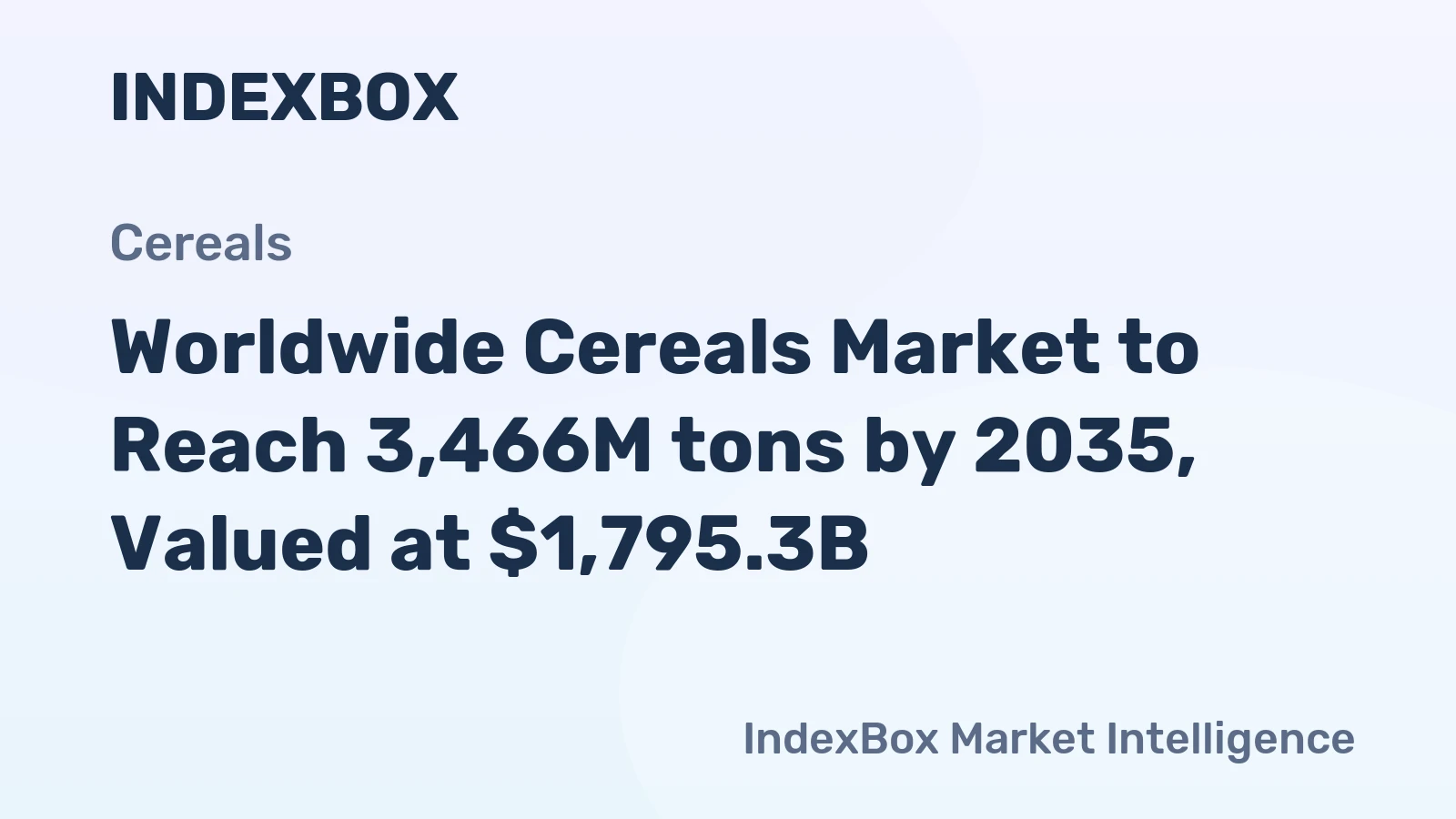 Worldwide Cereals Market to Reach 3,466M tons by 2035, Valued at $1,795.3B