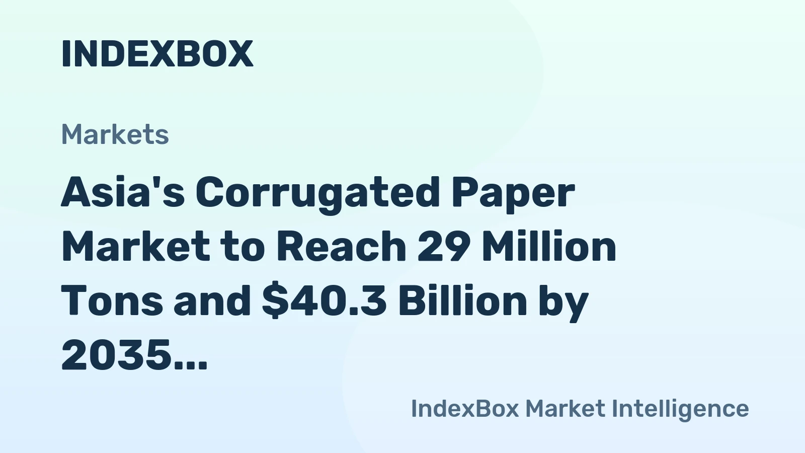 Asia's Corrugated Paper Market to Reach 29 Million Tons and $40.3 Billion by 2035