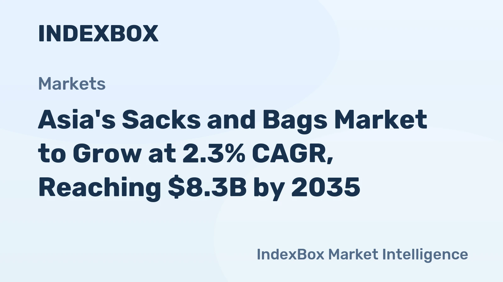 Asia's Sacks and Bags Market to Grow at 2.3% CAGR, Reaching $8.3B by 2035