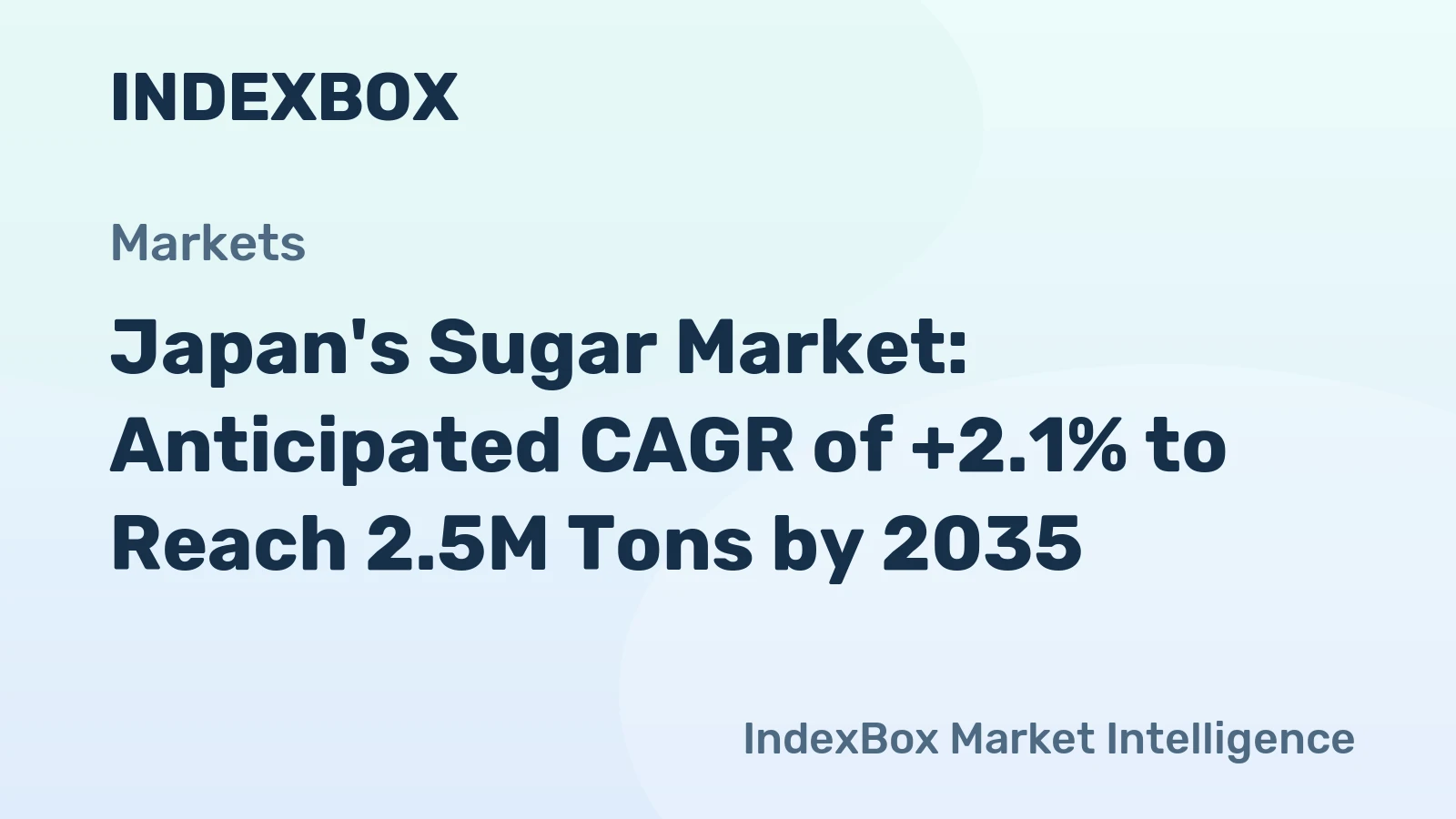 Japan's Sugar Market: Anticipated CAGR of +2.1% to Reach 2.5M Tons by 2035