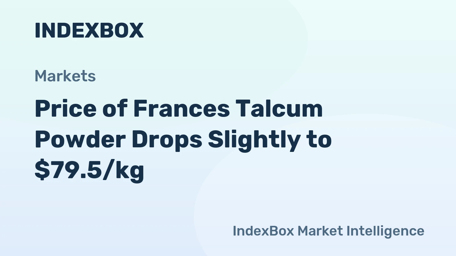 Price of Frances Talcum Powder Drops Slightly to $79.5/kg