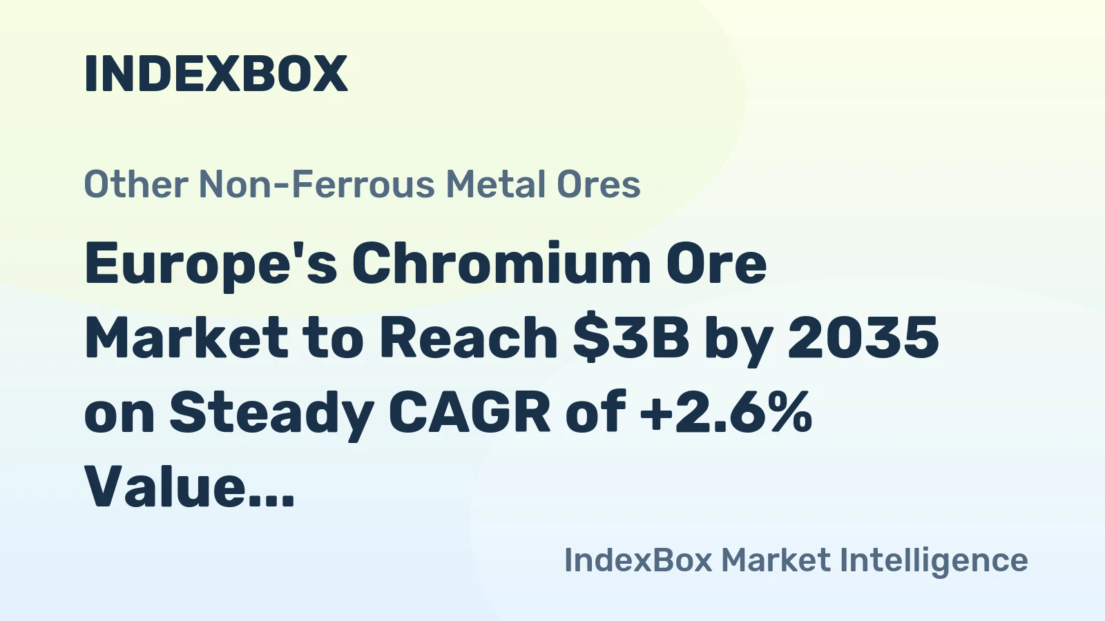 Europe's Chromium Ore Market to Reach $3B by 2035 on Steady CAGR of +2.6% Value Growth