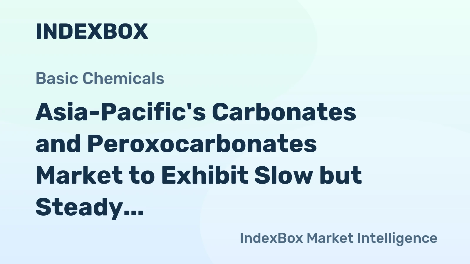 Asia-Pacific's Carbonates and Peroxocarbonates Market to Exhibit Slow but Steady Growth with +1.3% CAGR