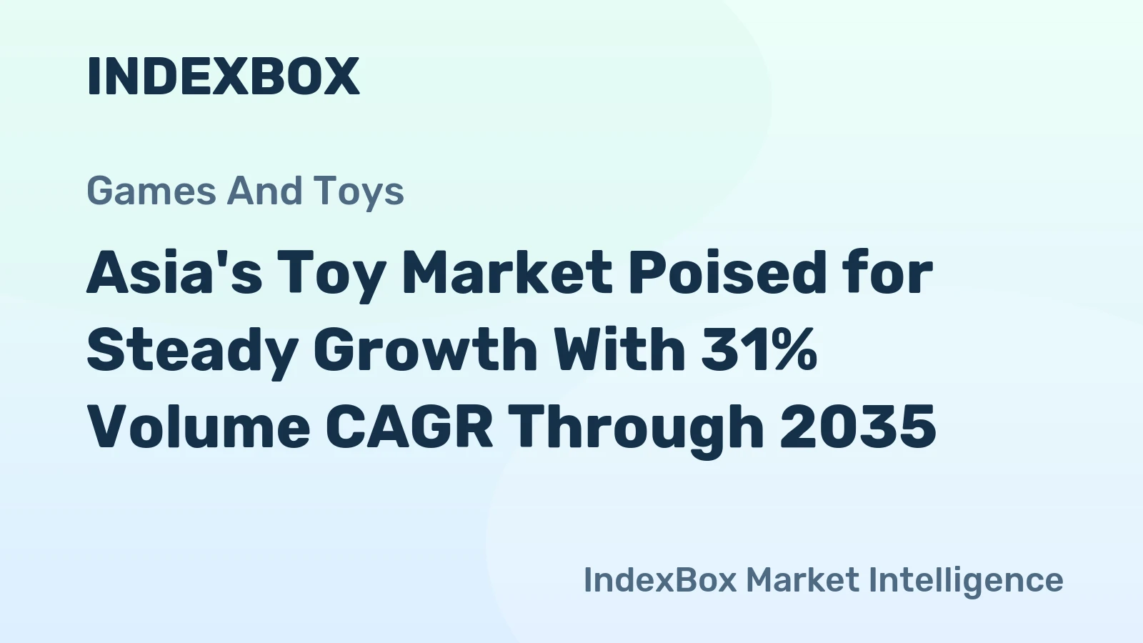Asia's Toy Market Poised for Steady Growth With 31% Volume CAGR Through 2035