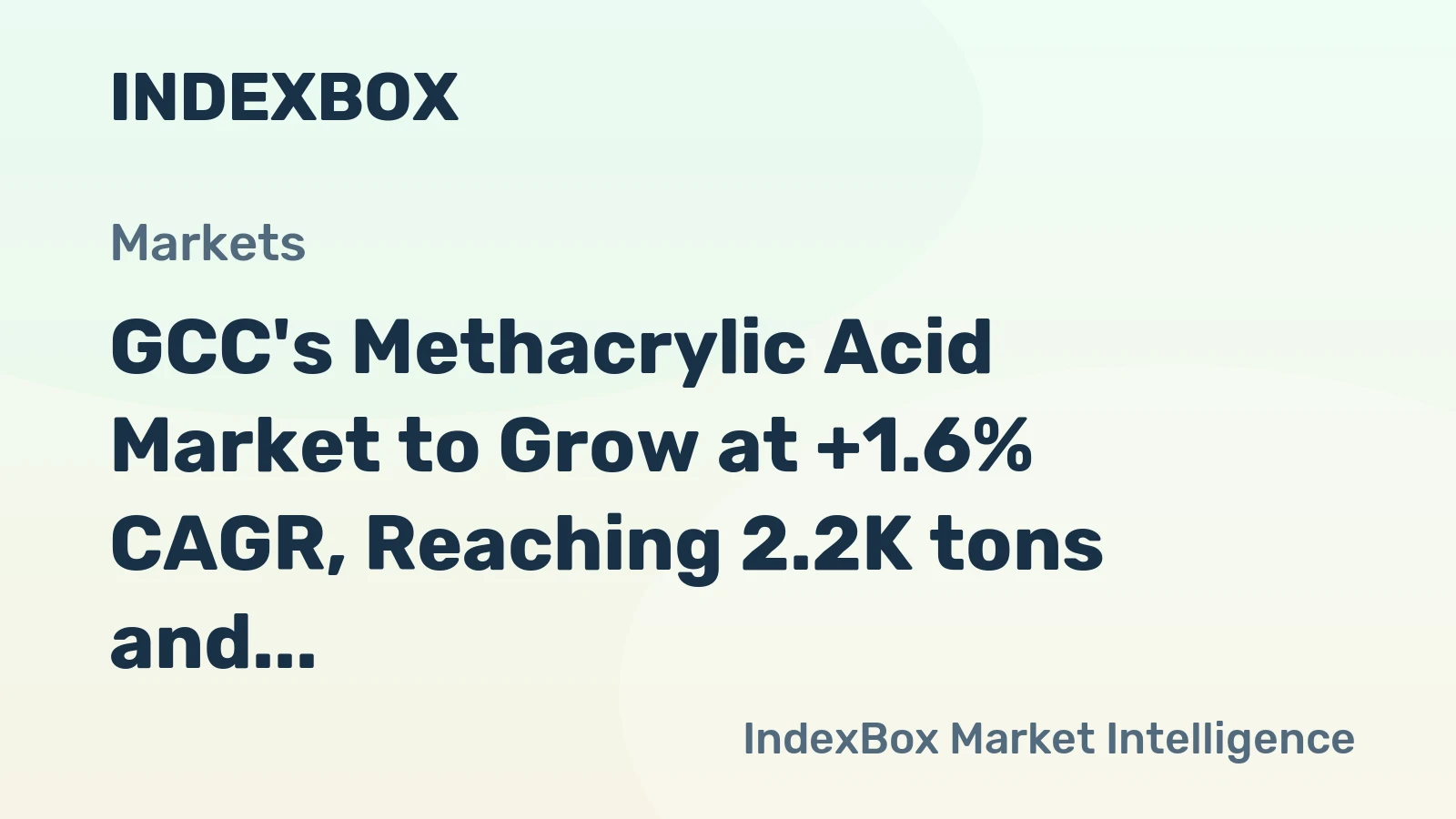 GCC's Methacrylic Acid Market to Grow at +1.6% CAGR, Reaching 2.2K tons and $6.2M by 2035