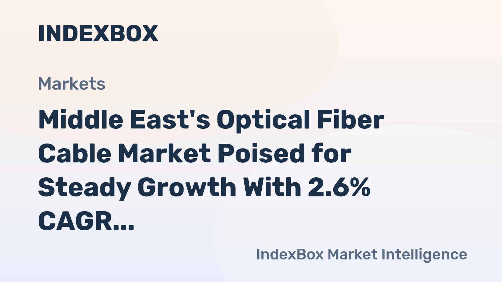Middle East's Optical Fiber Cable Market Poised for Steady Growth With 2.6% CAGR in Value Through 2035