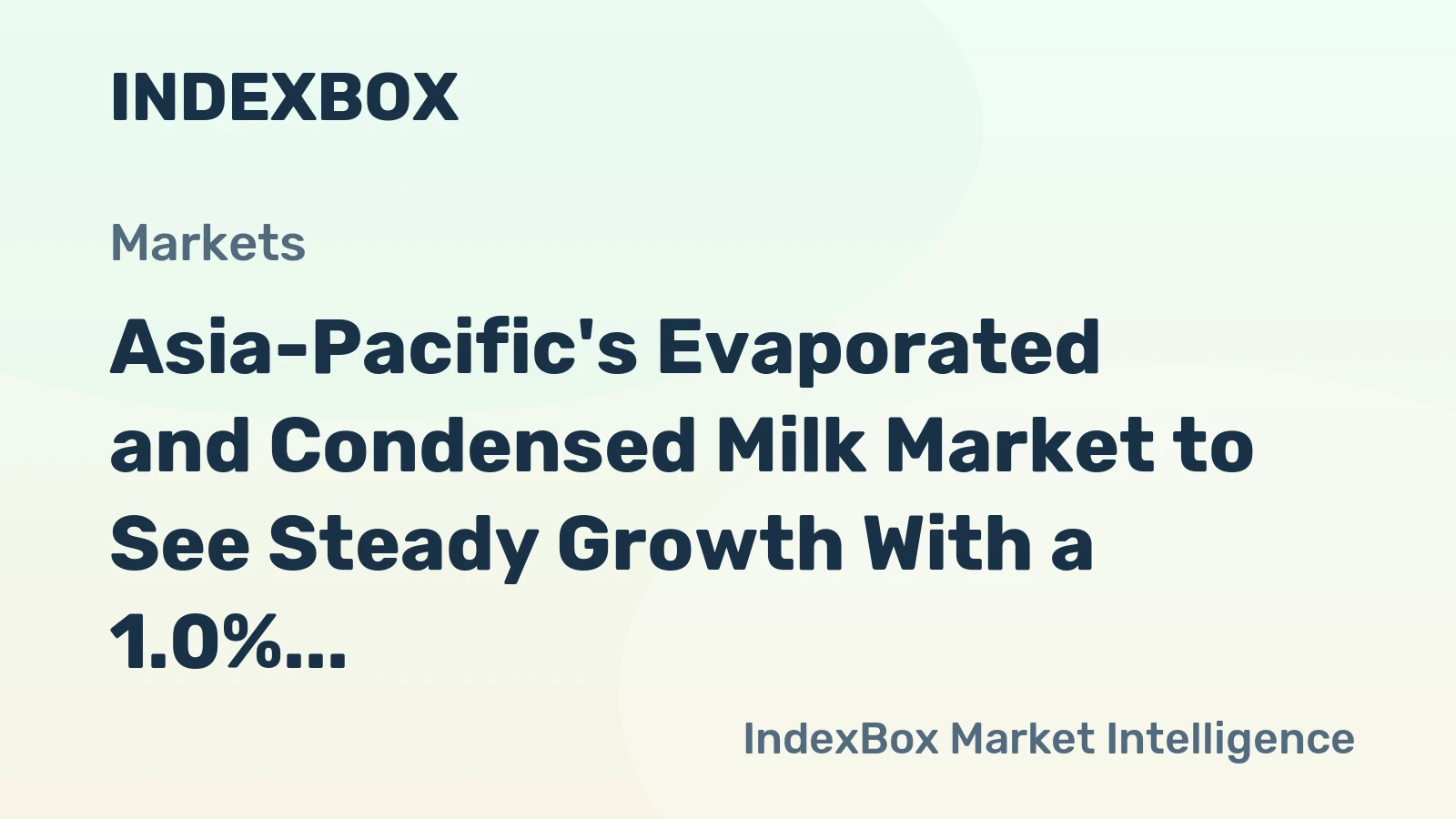 Asia-Pacific's Evaporated and Condensed Milk Market to See Steady Growth With a 1.0% Volume CAGR Through 2035