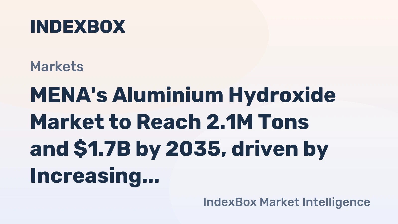 MENA's Aluminium Hydroxide Market to Reach 2.1M Tons and $1.7B by 2035, driven by Increasing Demand