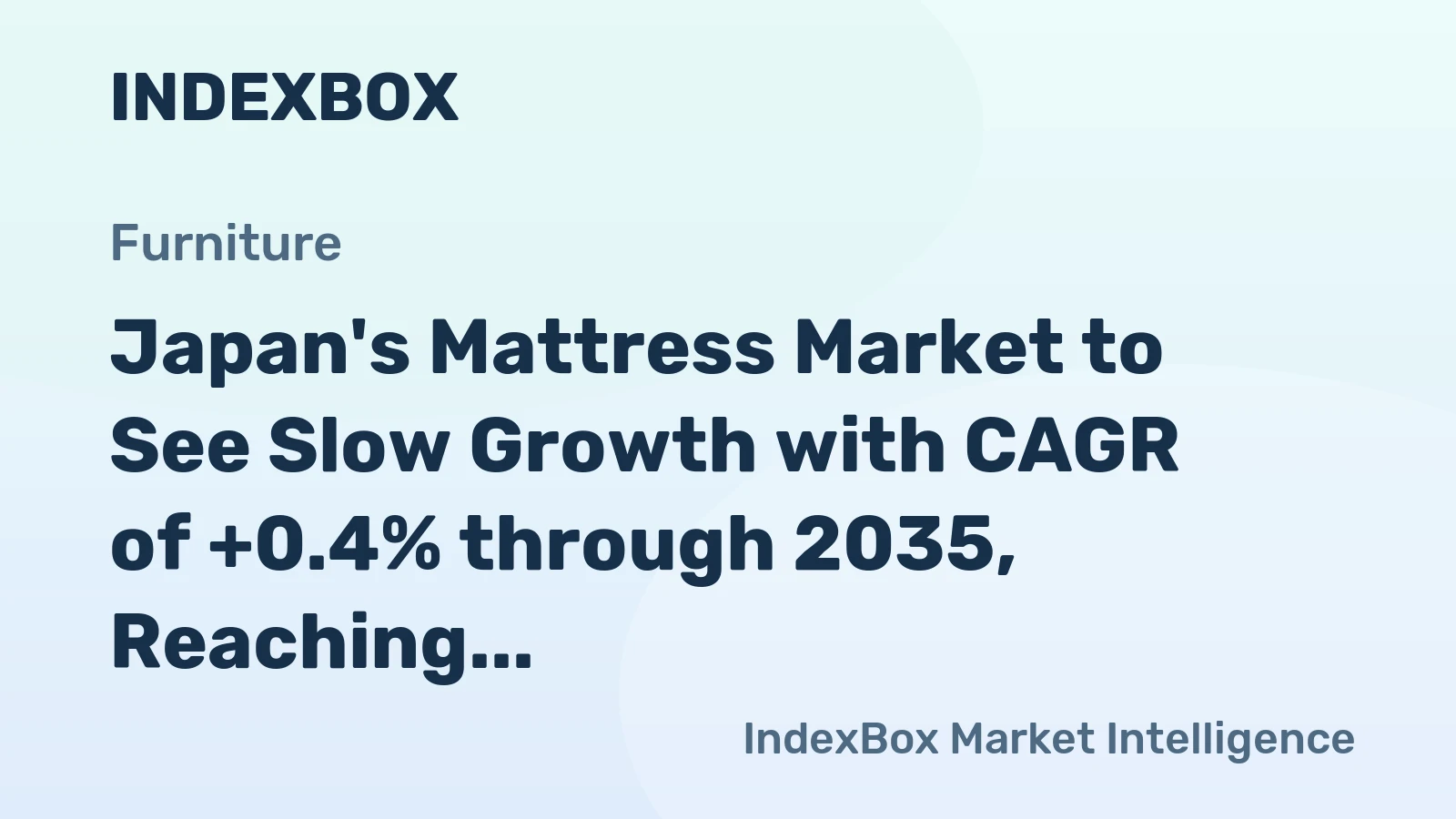 Japan's Mattress Market to See Slow Growth with CAGR of +0.4% through 2035, Reaching $1.1B in Value