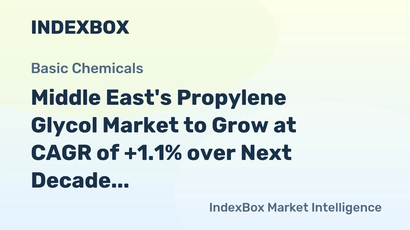 Middle East's Propylene Glycol Market to Grow at CAGR of +1.1% over Next Decade