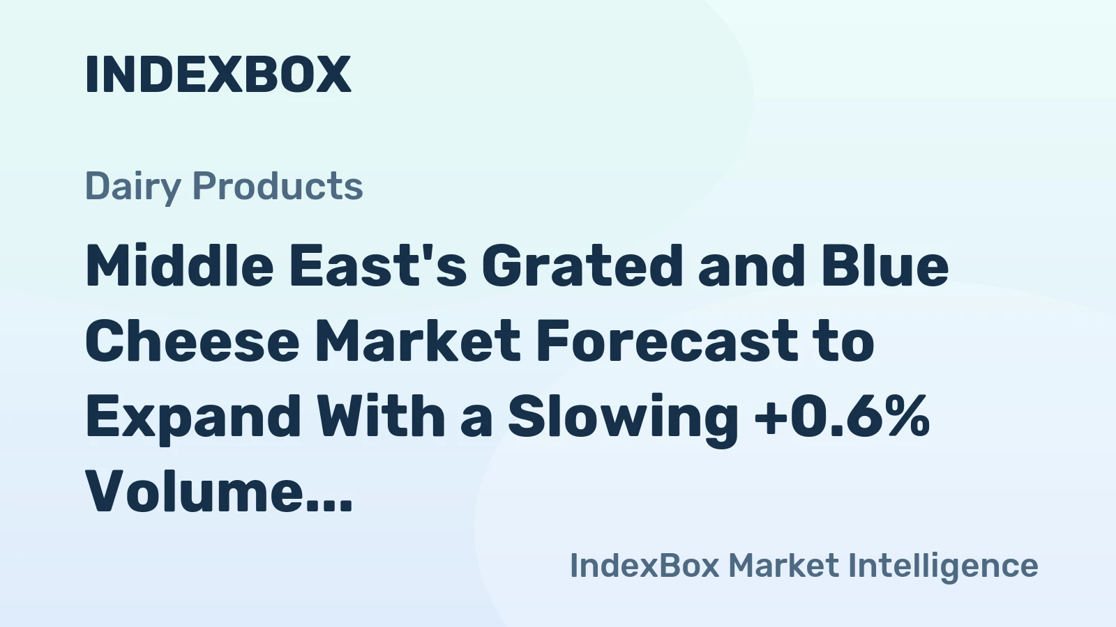Middle East's Grated and Blue Cheese Market Forecast to Expand With a Slowing +0.6% Volume CAGR Through 2035