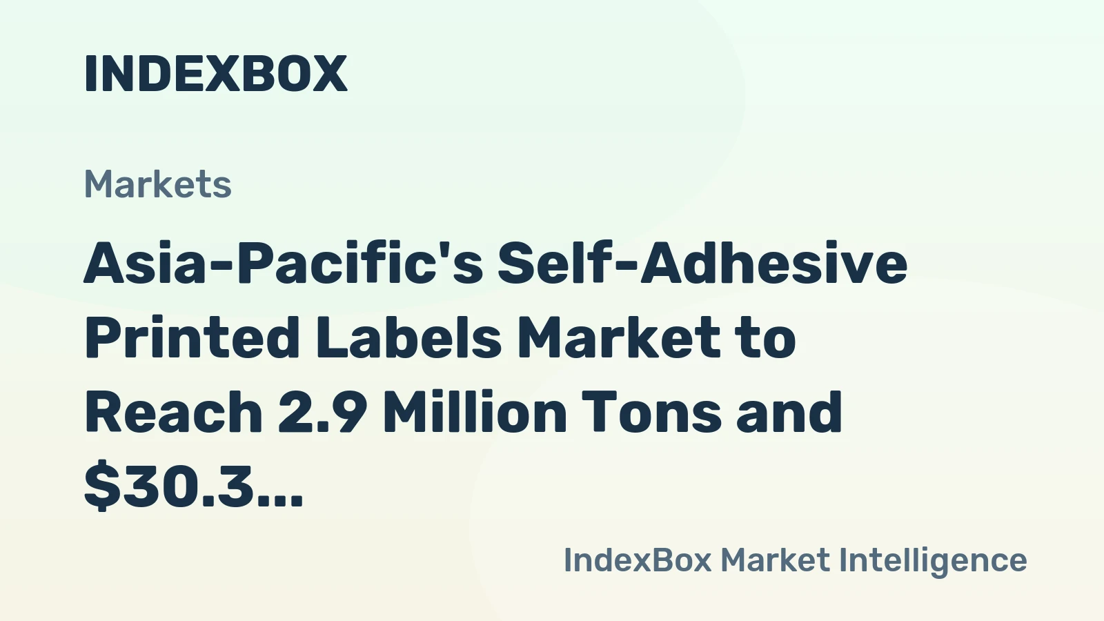 Asia-Pacific's Self-Adhesive Printed Labels Market to Reach 2.9 Million Tons and $30.3 Billion by 2035