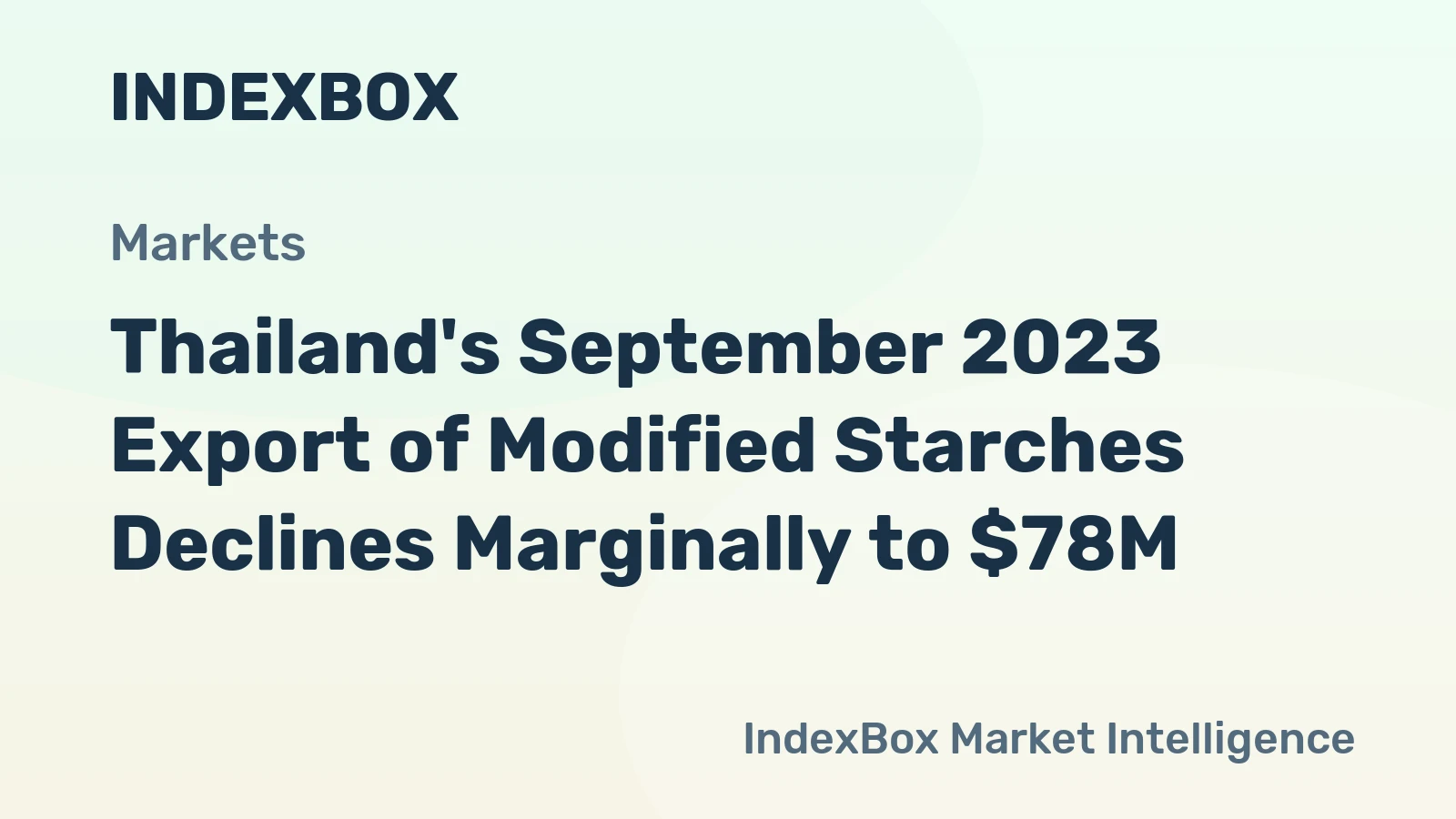Thailand's September 2023 Export of Modified Starches Declines Marginally to $78M