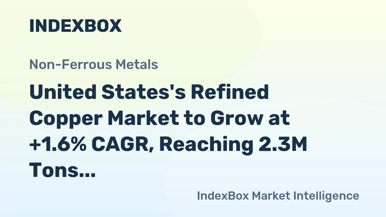 United States's Refined Copper Market to Grow at +1.6% CAGR, Reaching 2.3M Tons by 2035