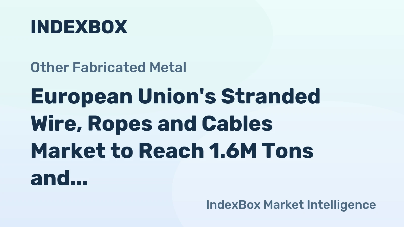 European Union's Stranded Wire, Ropes and Cables Market to Reach 1.6M Tons and $6.6B by 2035, Driven by Increasing Demand