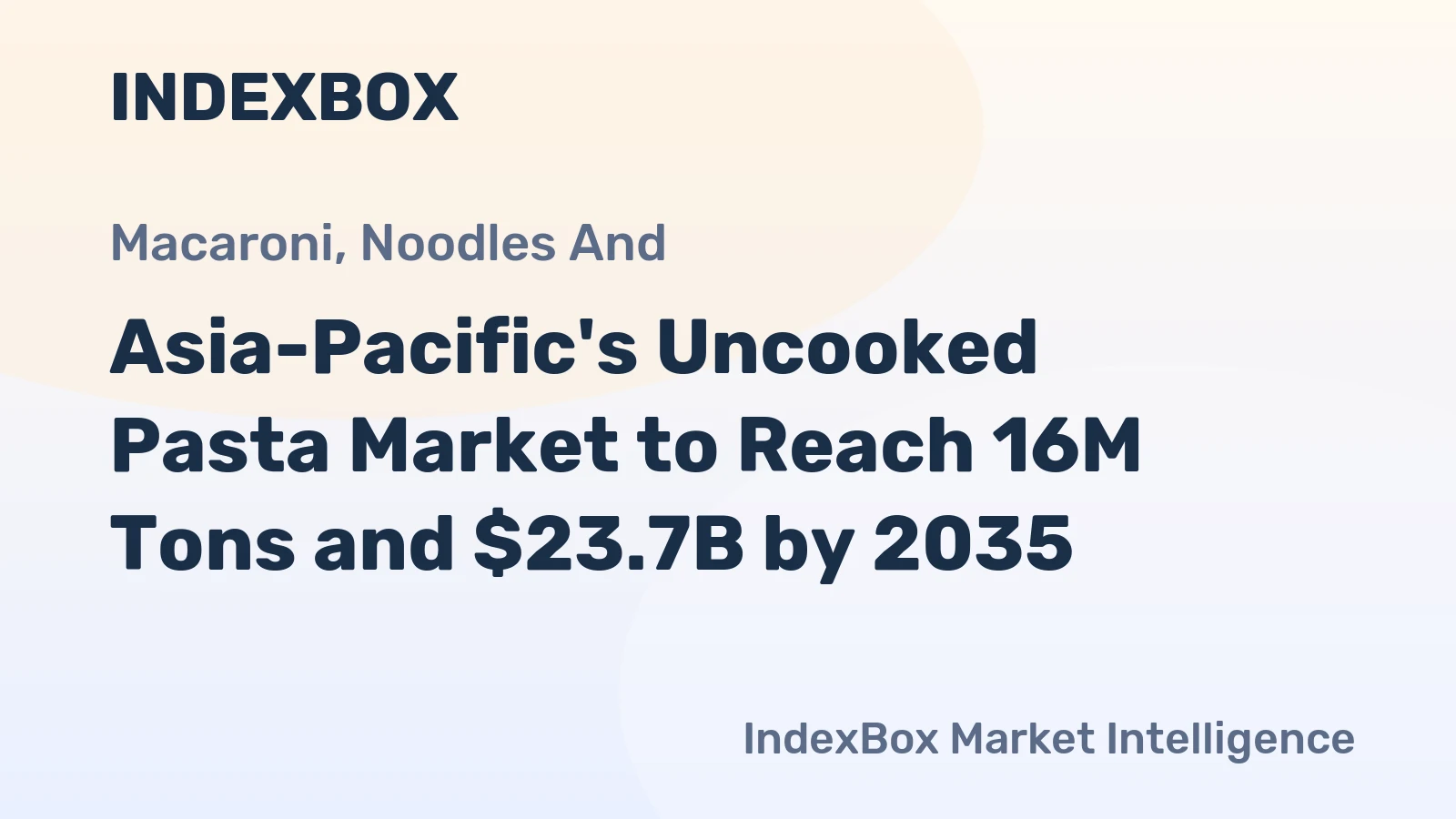 Asia-Pacific's Uncooked Pasta Market to Reach 16M Tons and $23.7B by 2035