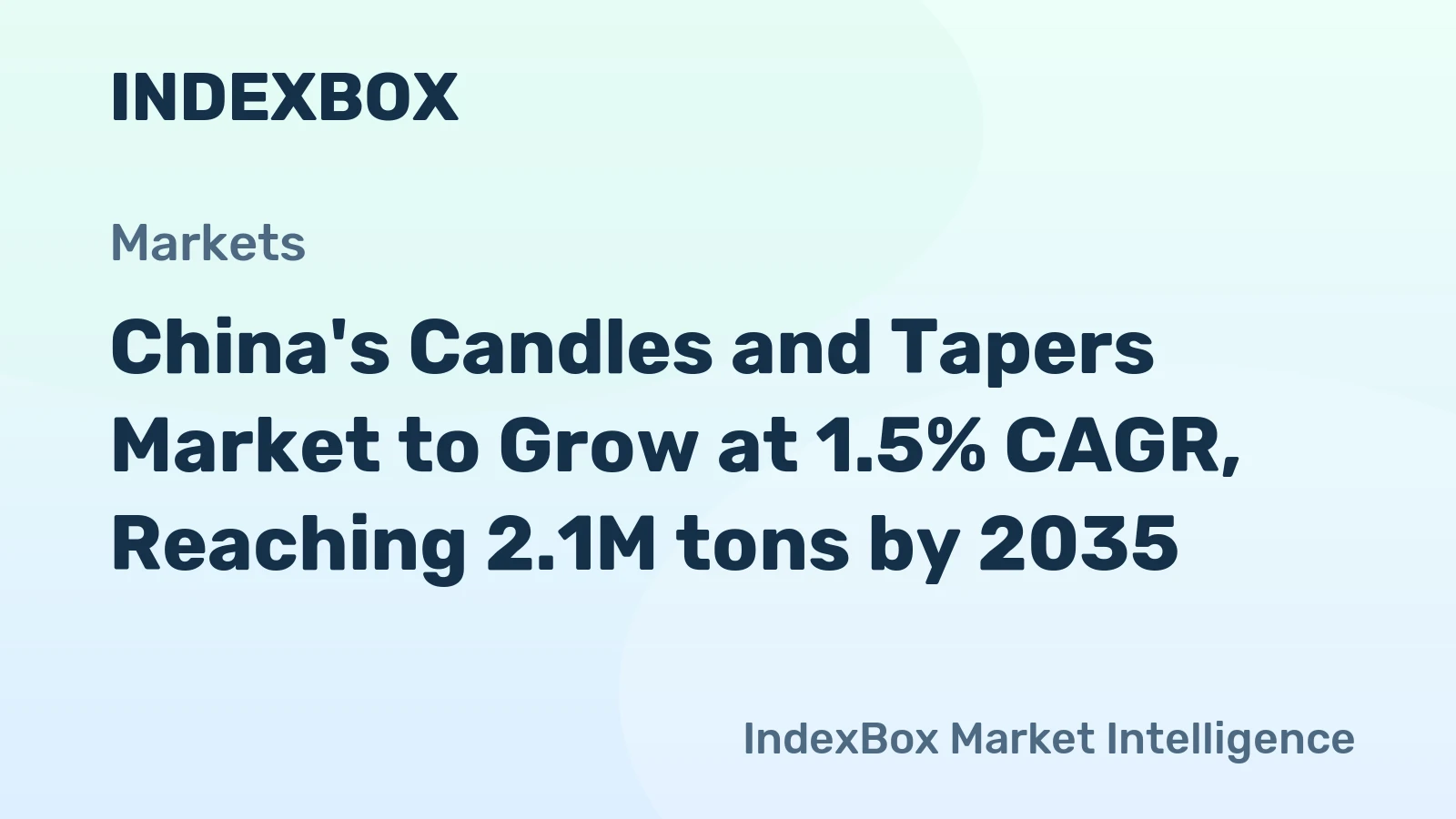 China's Candles and Tapers Market to Grow at 1.5% CAGR, Reaching 2.1M tons by 2035