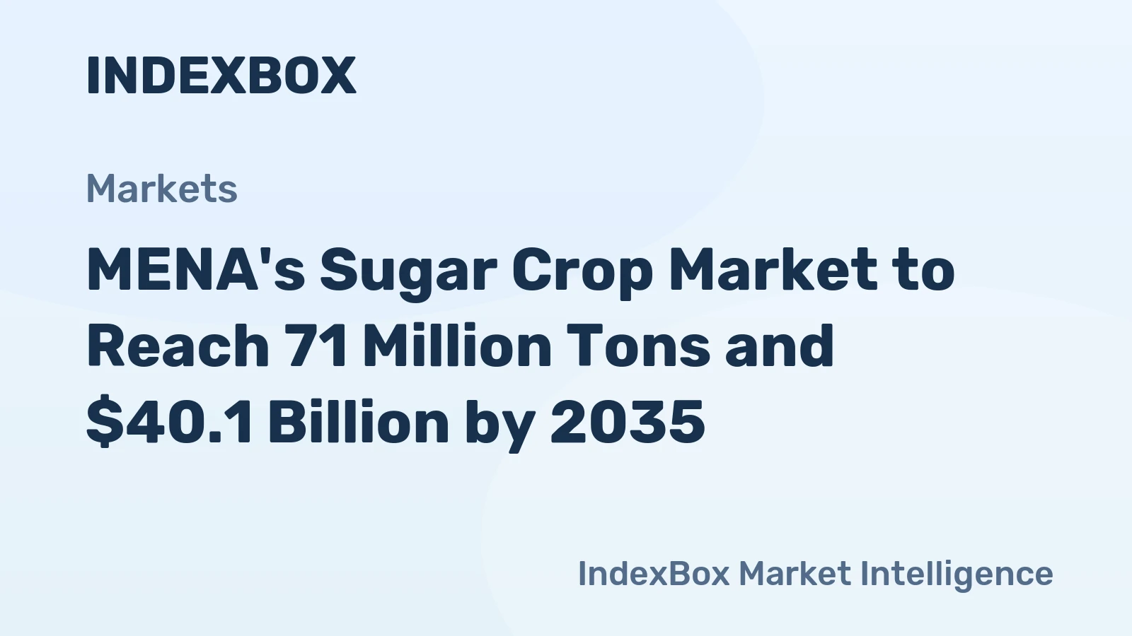MENA's Sugar Crop Market to Reach 71 Million Tons and $40.1 Billion by 2035
