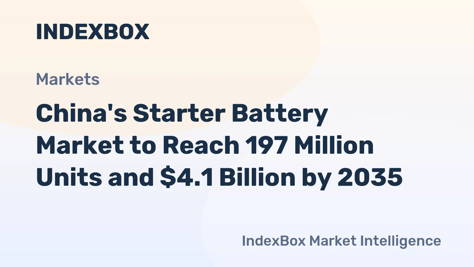 China's Starter Battery Market to Reach 197 Million Units and $4.1 Billion by 2035