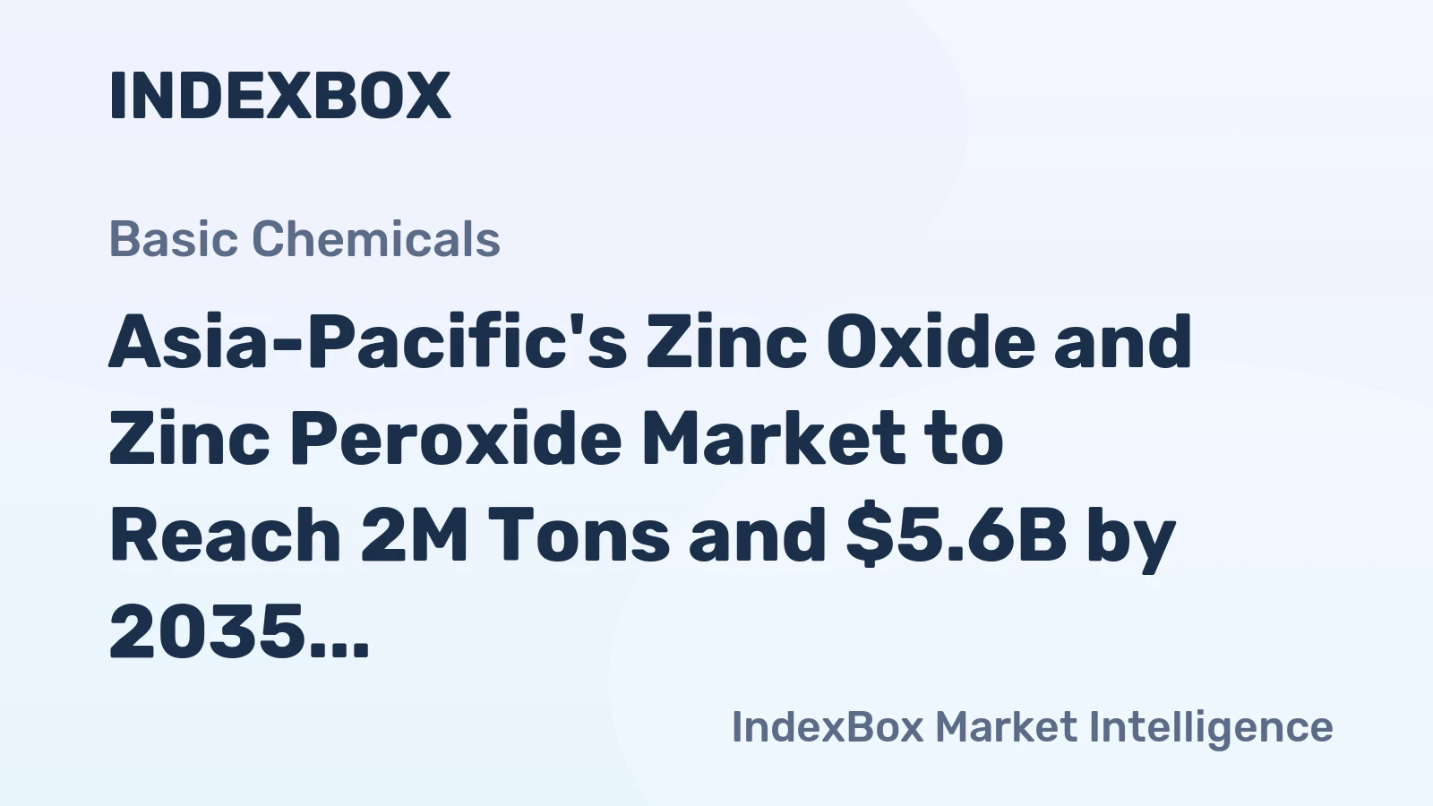 Asia-Pacific's Zinc Oxide and Zinc Peroxide Market to Reach 2M Tons and $5.6B by 2035