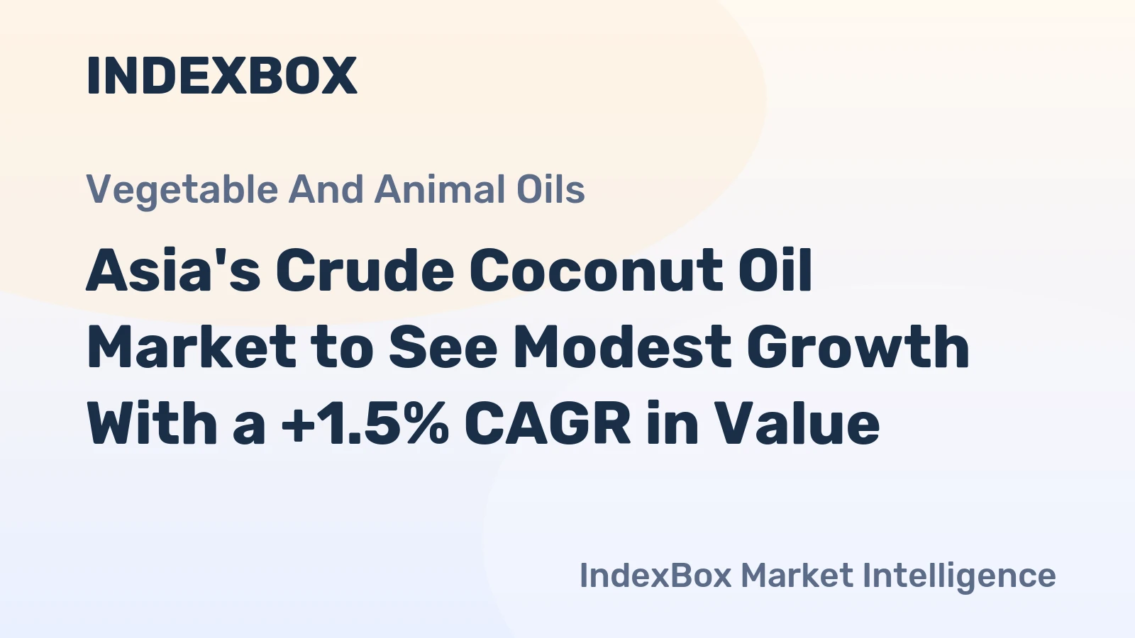 Asia's Crude Coconut Oil Market to See Modest Growth With a +1.5% CAGR in Value