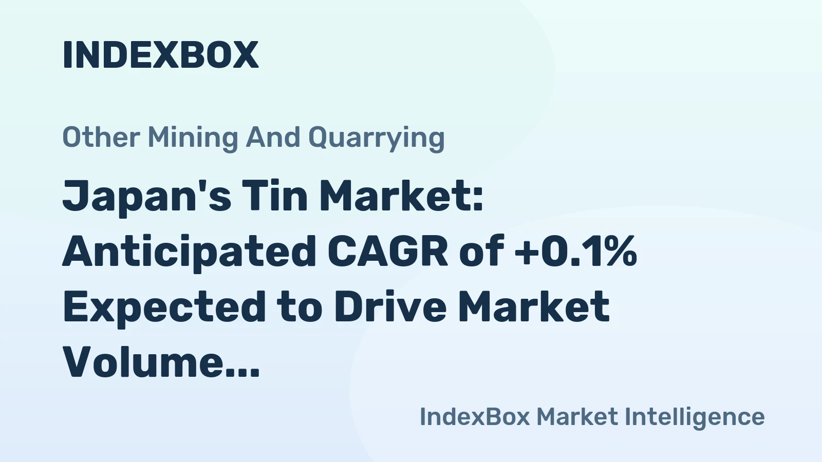 Japan's Tin Market: Anticipated CAGR of +0.1% Expected to Drive Market Volume to 20K Tons by 2035