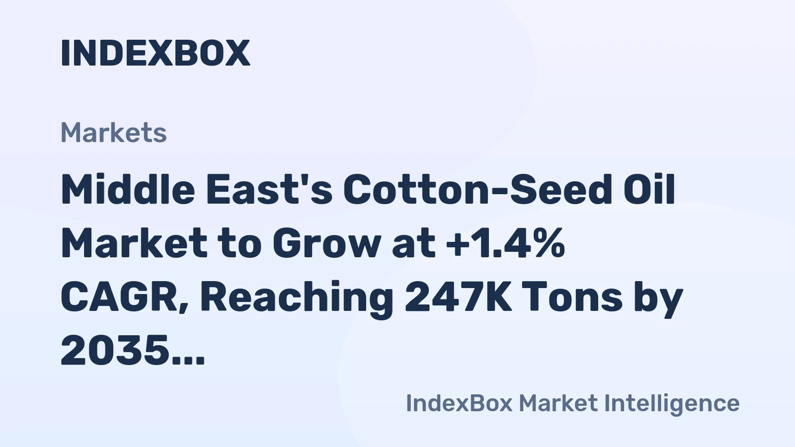Middle East's Cotton-Seed Oil Market to Grow at +1.4% CAGR, Reaching 247K Tons by 2035