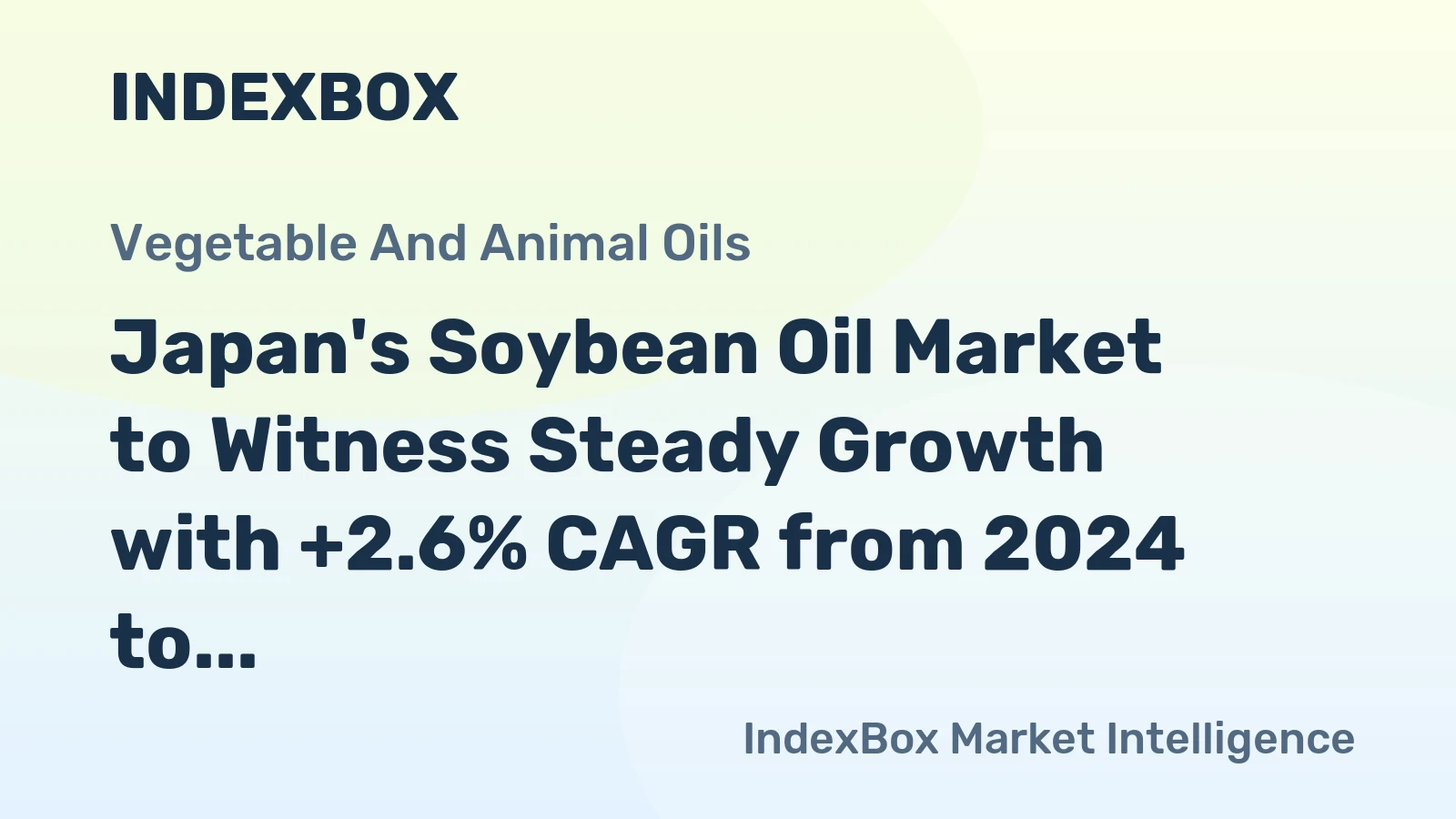 Japan's Soybean Oil Market to Witness Steady Growth with +2.6% CAGR from 2024 to 2035