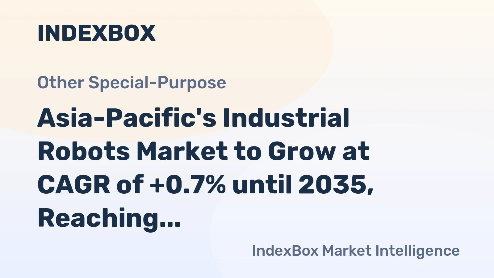 Asia-Pacific's Industrial Robots Market to Grow at CAGR of +0.7% until 2035, Reaching $6.5B in Value