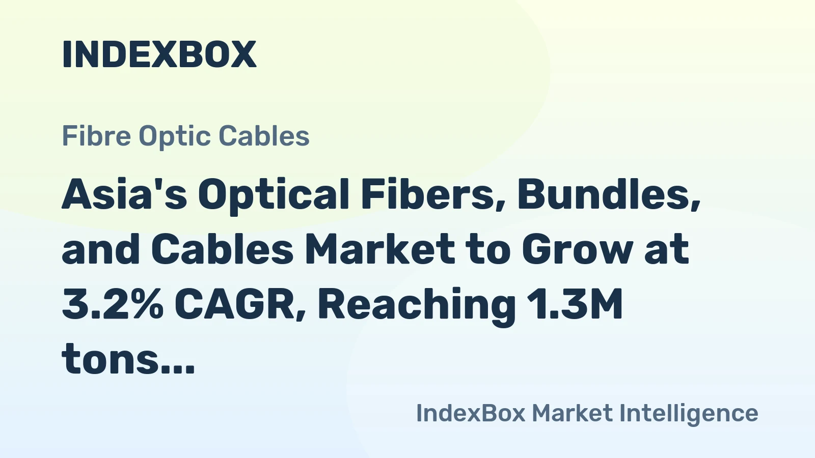 Asia's Optical Fibers, Bundles, and Cables Market to Grow at 3.2% CAGR, Reaching 1.3M tons by 2035