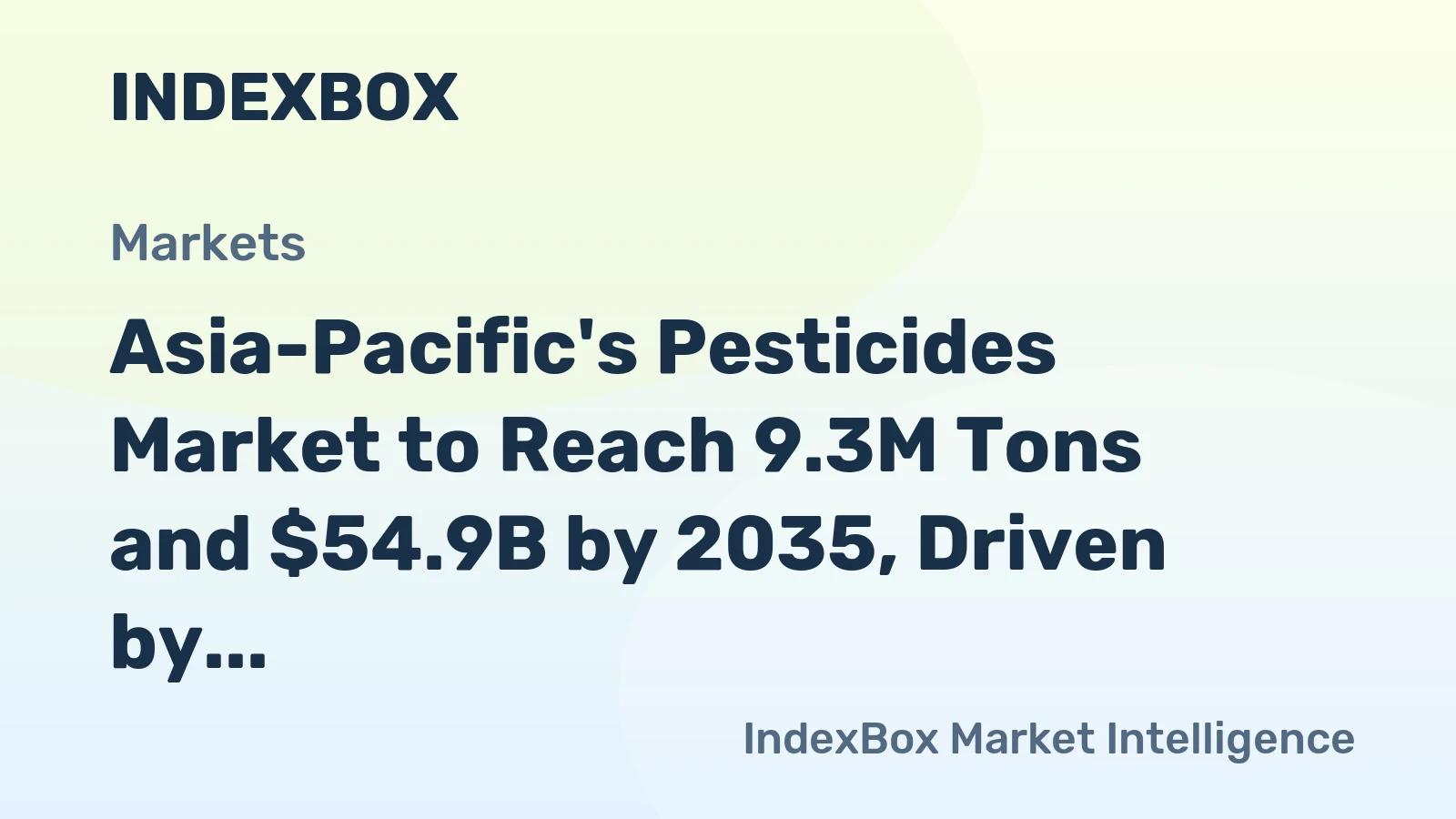 Asia-Pacific's Pesticides Market to Reach 9.3M Tons and $54.9B by 2035, Driven by Increasing Demand
