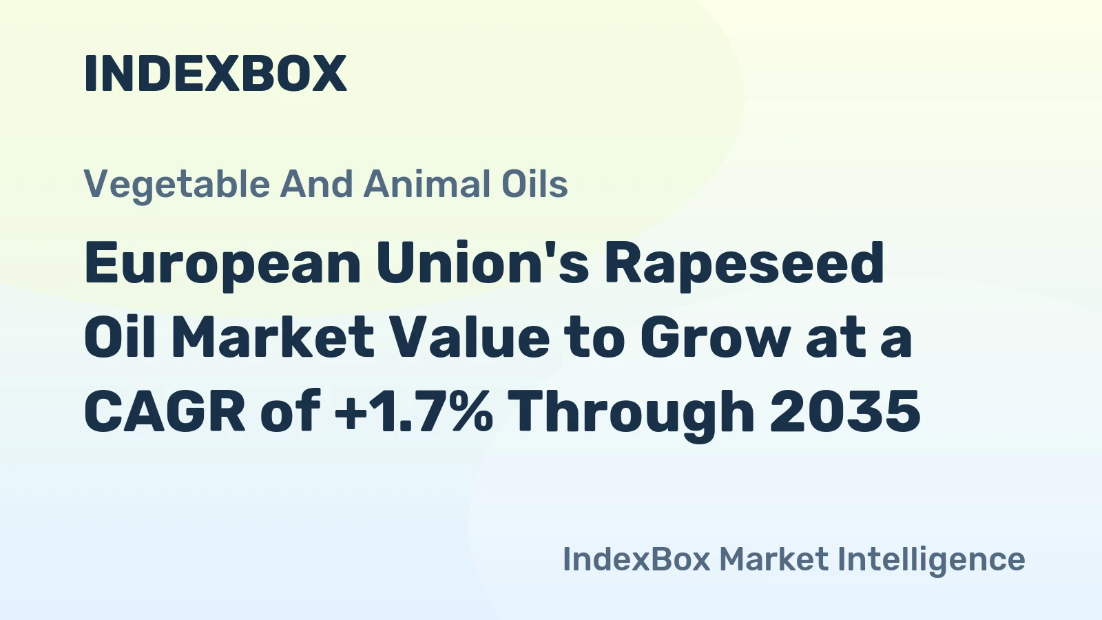 European Union's Rapeseed Oil Market Value to Grow at a CAGR of +1.7% Through 2035