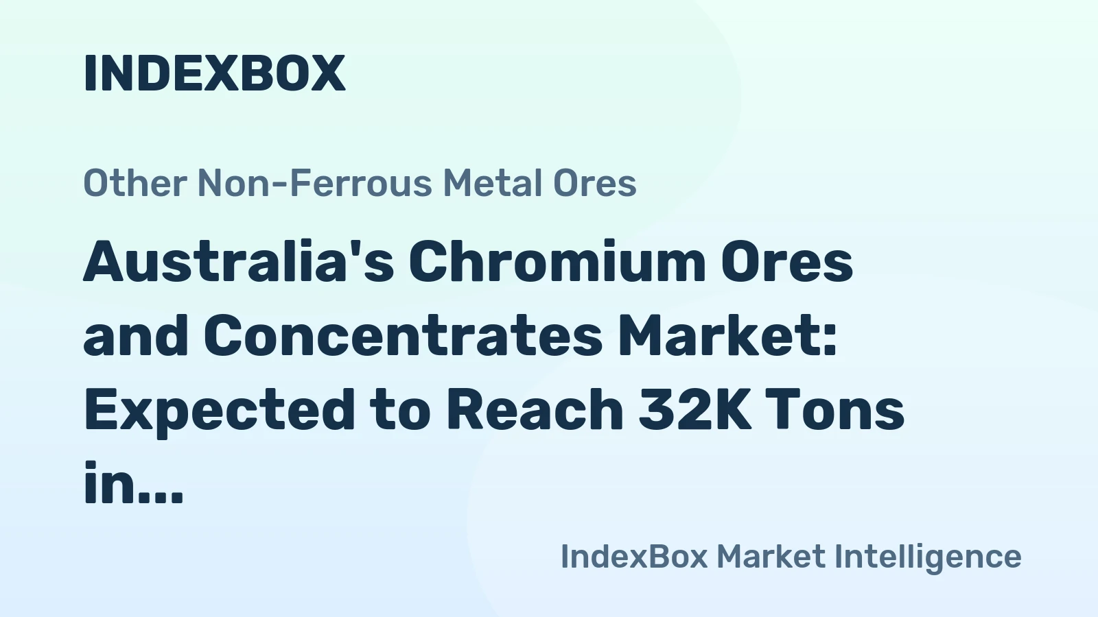 Australia's Chromium Ores and Concentrates Market: Expected to Reach 32K Tons in Volume and $27M in Value by 2035