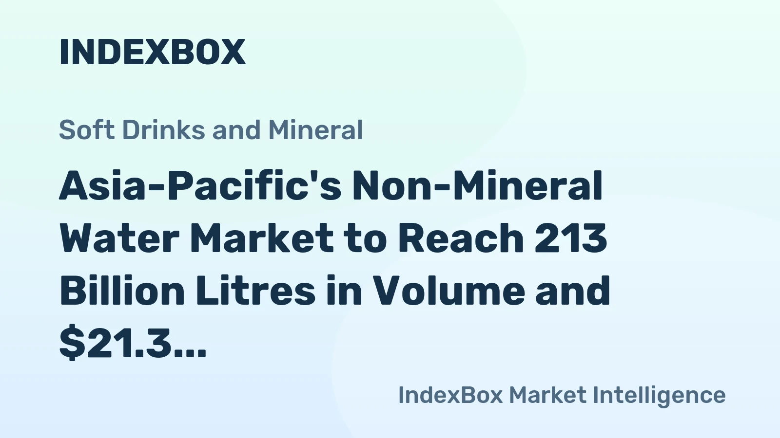 Asia-Pacific's Non-Mineral Water Market to Reach 213 Billion Litres in Volume and $21.3 Billion in Value by 2035