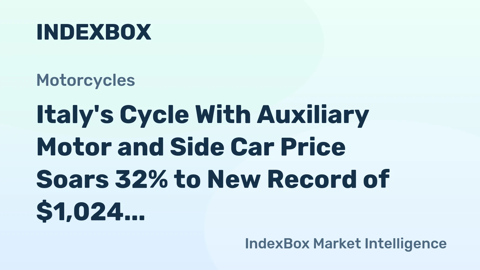 Italy's Cycle With Auxiliary Motor and Side Car Price Soars 32% to New Record of $1,024 per Unit