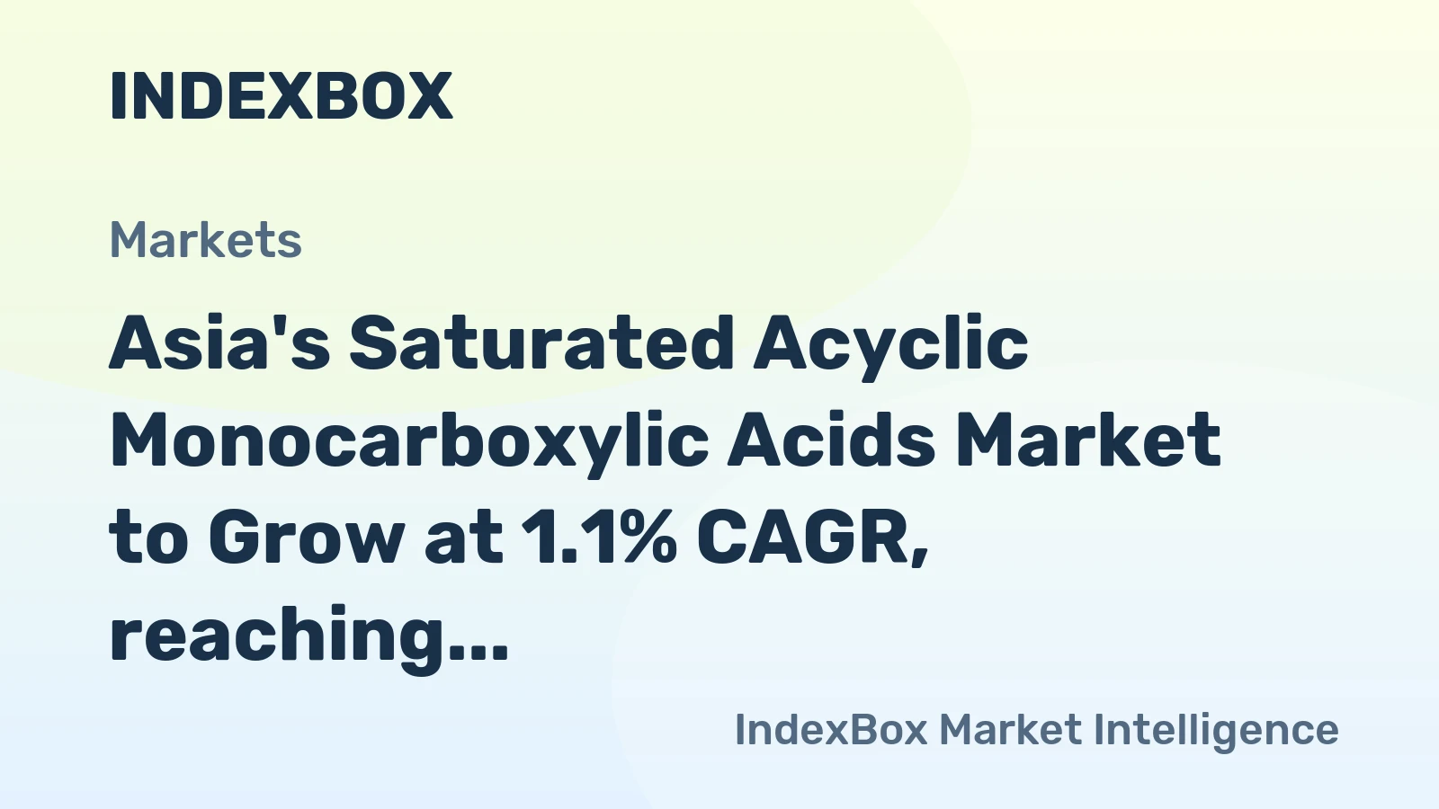 Asia's Saturated Acyclic Monocarboxylic Acids Market to Grow at 1.1% CAGR, reaching $26.2B by 2035