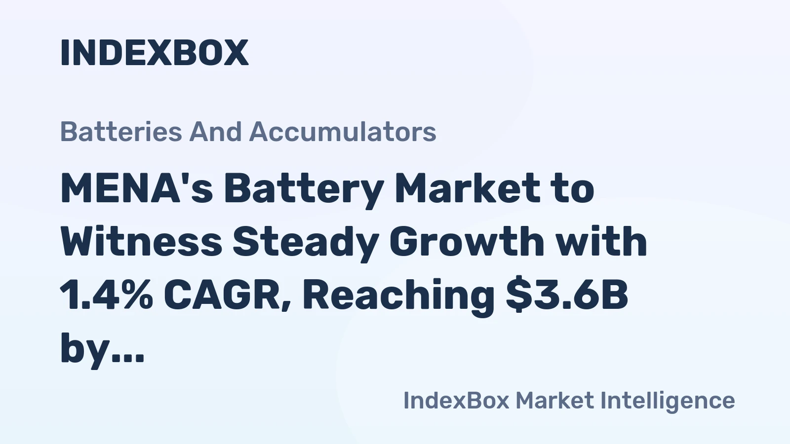 MENA's Battery Market to Witness Steady Growth with 1.4% CAGR, Reaching $3.6B by 2035