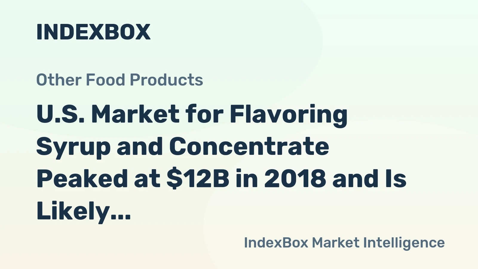 U.S. Market for Flavoring Syrup and Concentrate Peaked at $12B in 2018 and Is Likely to See Steady Growth